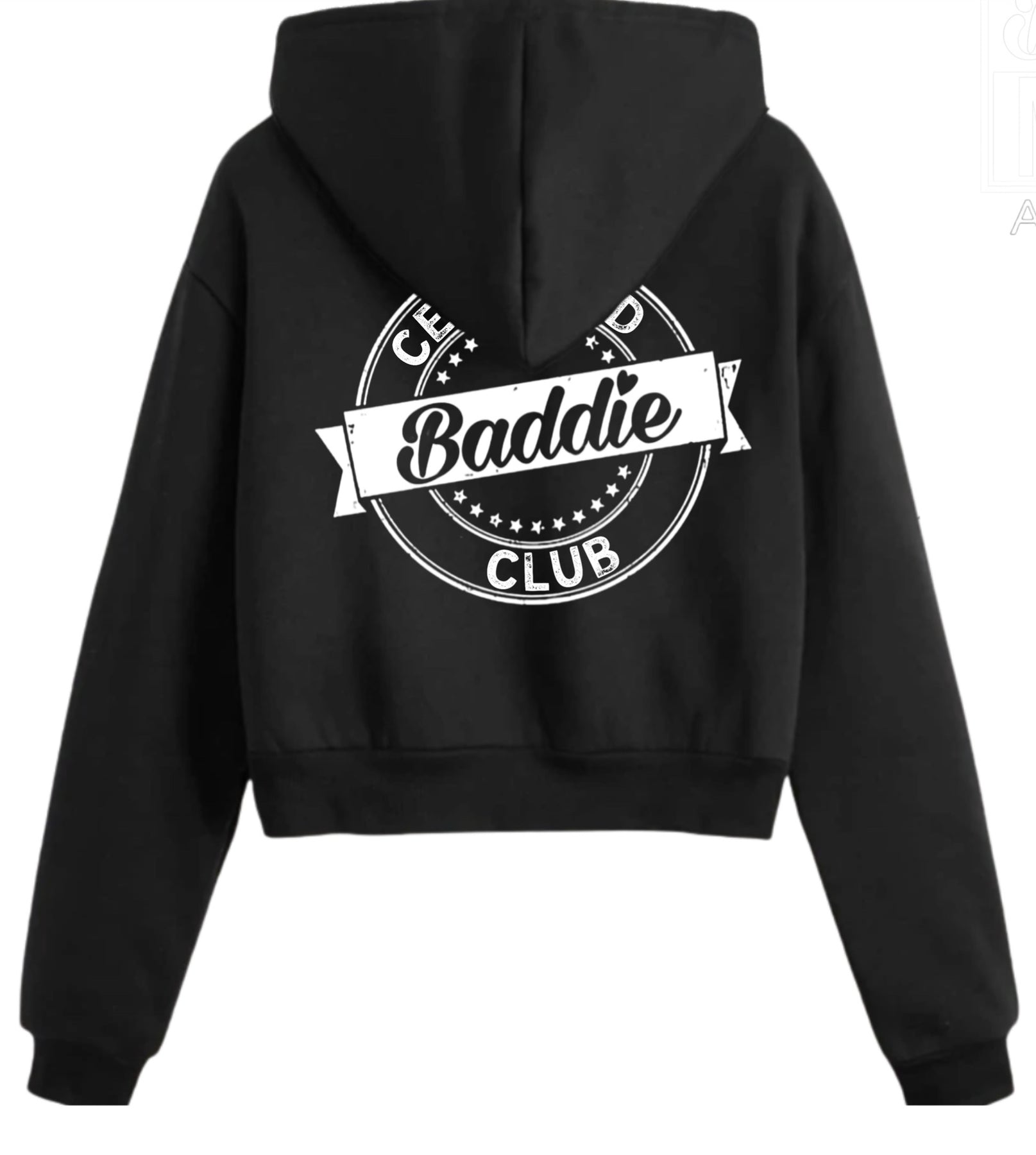Certified Baddie Club Stamp Crop Top Black Hoodie