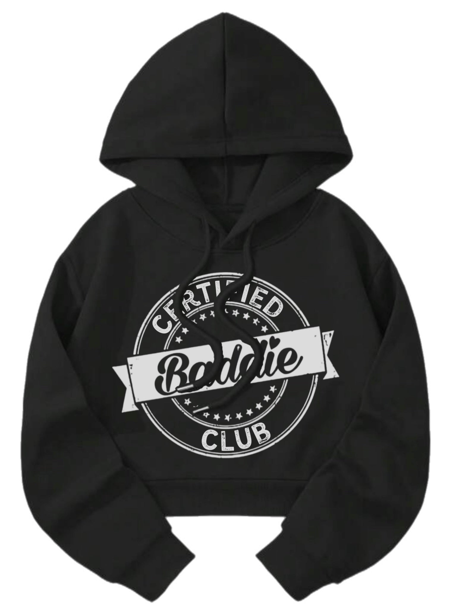 Certified Baddie Club Stamp Crop Top Black Hoodie
